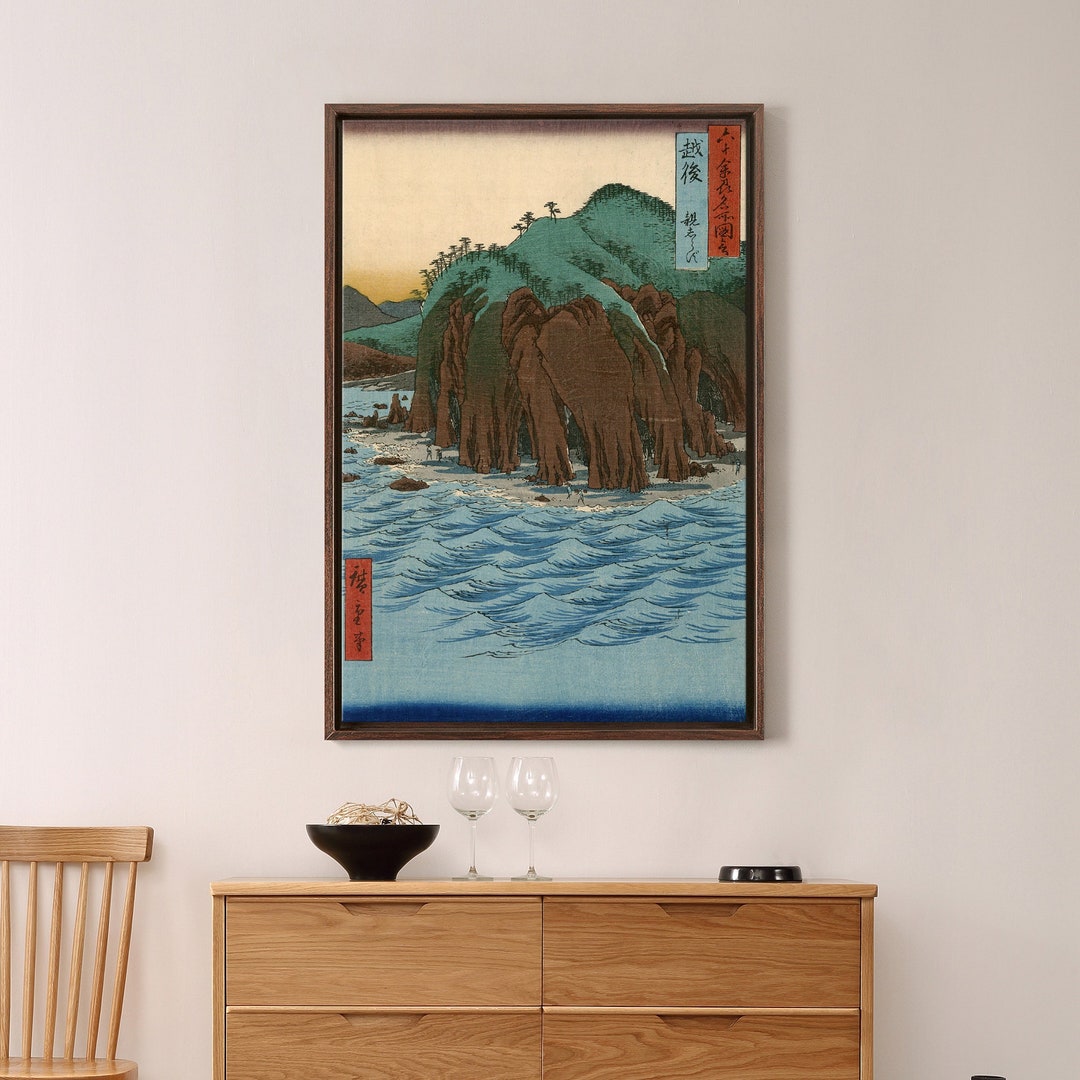 Hiroshige,echigo,cliffs and Caves on the Coastline,japanese Painting ...
