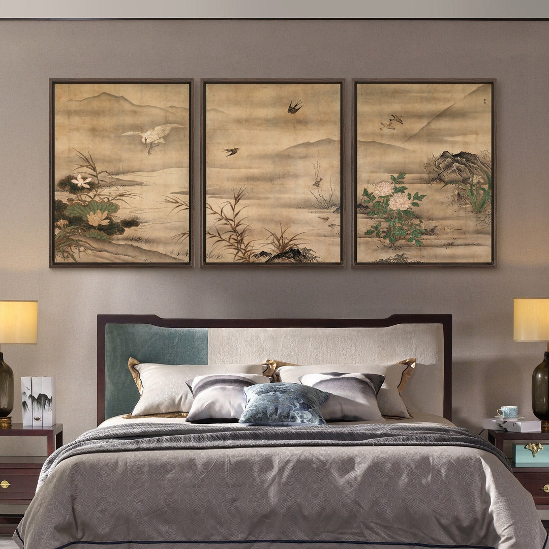 Sesshu Toyo,flowers and Birds by the Stream,asian Art,japanese Art,set ...