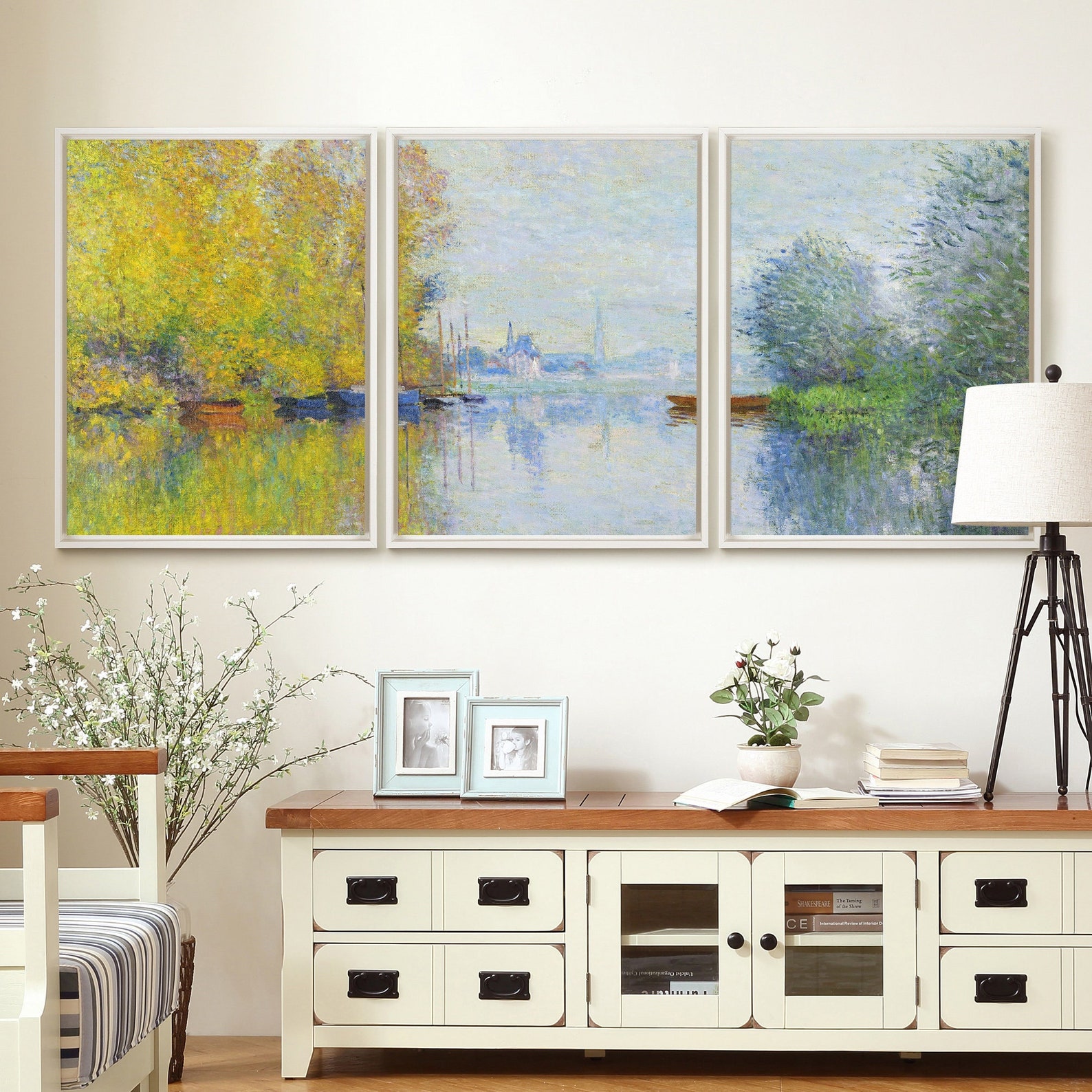 Claude Monet,autumn on the Seine Argenteuil,set of 3 Wall Art,set of ...