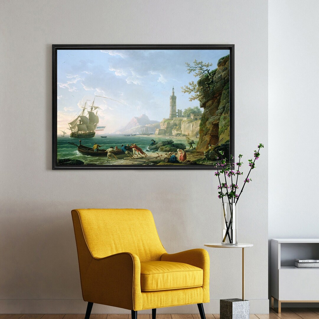 Claude Joseph Vernet,a Coastal Mediterranean Landscape,large Wall Art ...