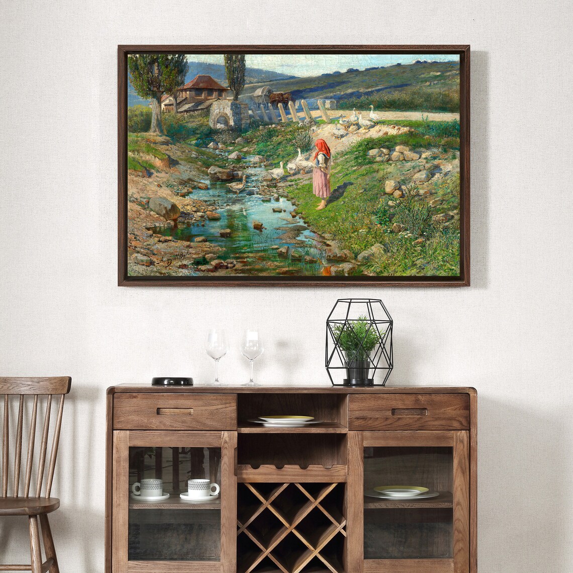 Angyal, Vojtech, Landscape With Pastry Goose,creek Scenery,canvas Print ...