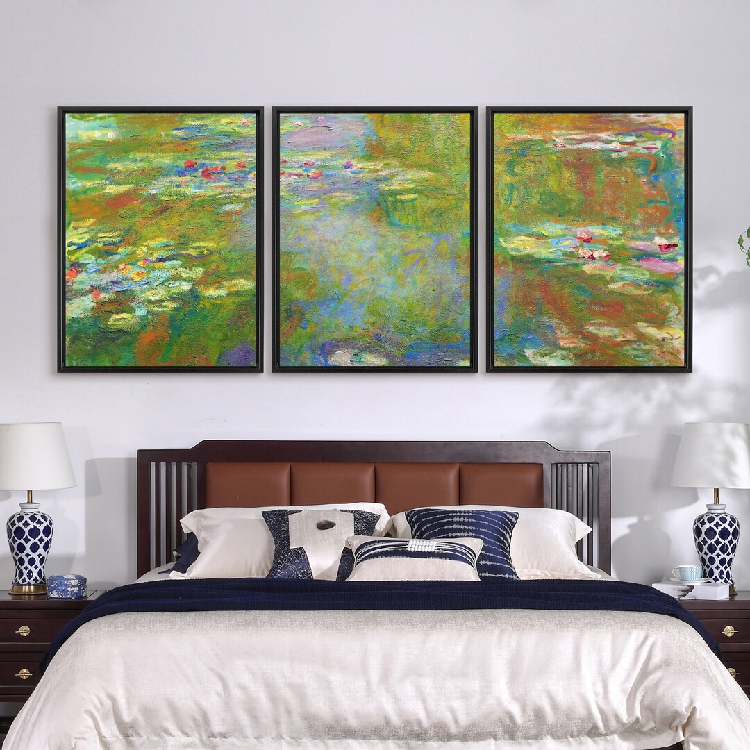 Claude Monet,water Lily Pond,green Water Lily Pond,set of 3 Wall Art ...