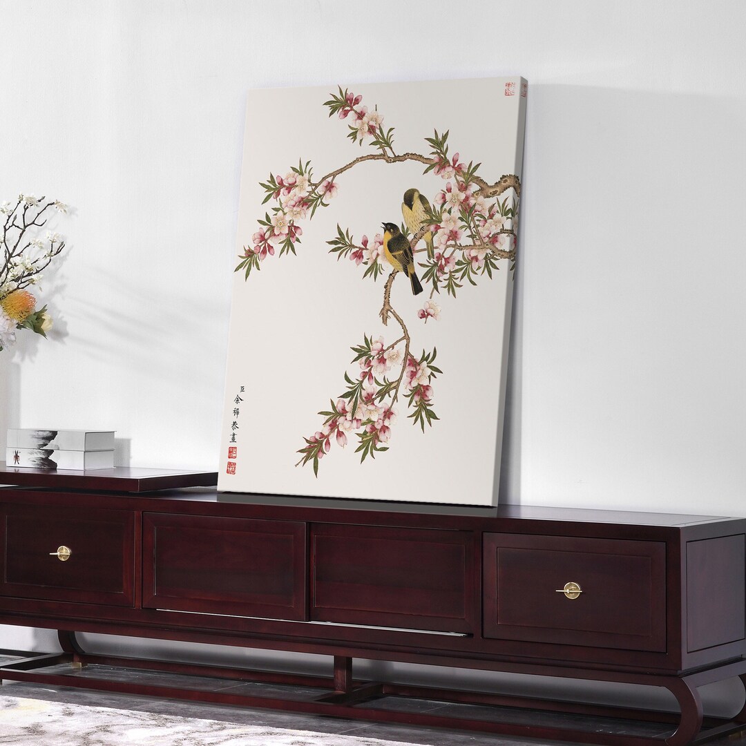 Yu Zhi,bird on Peach Blossom,chinese Painting,large Wall Art,framed ...