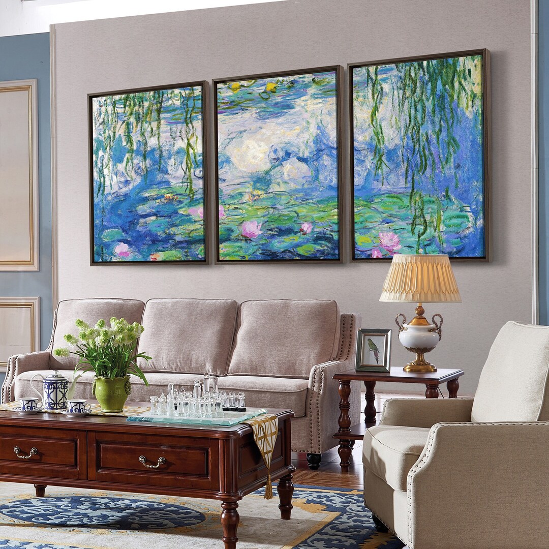 Claude Monet,waterlilies,weeping Willow and Water-lily Pond,set of 3 ...