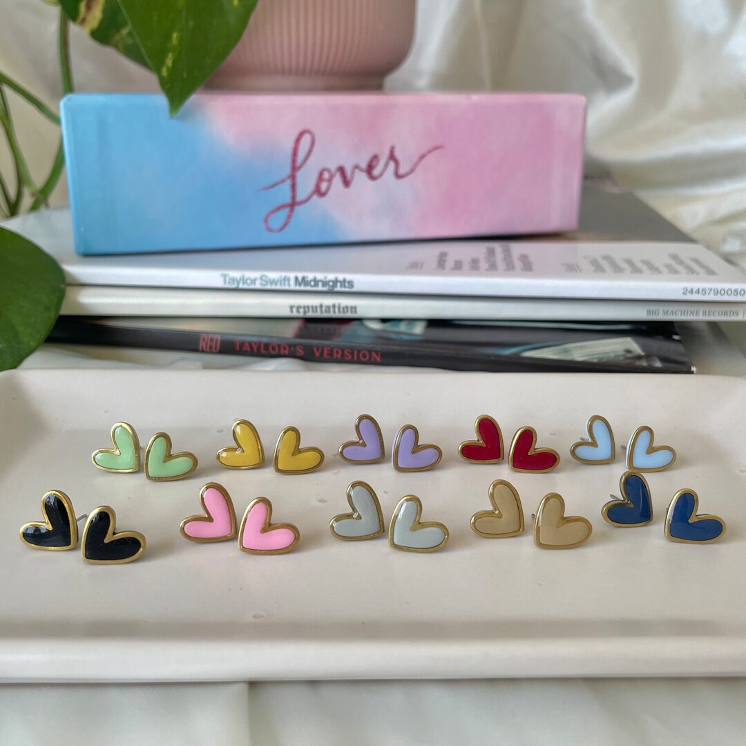 Eras Colours Polymer Clay/gold Heart Studs | Gifts for Swifties ...