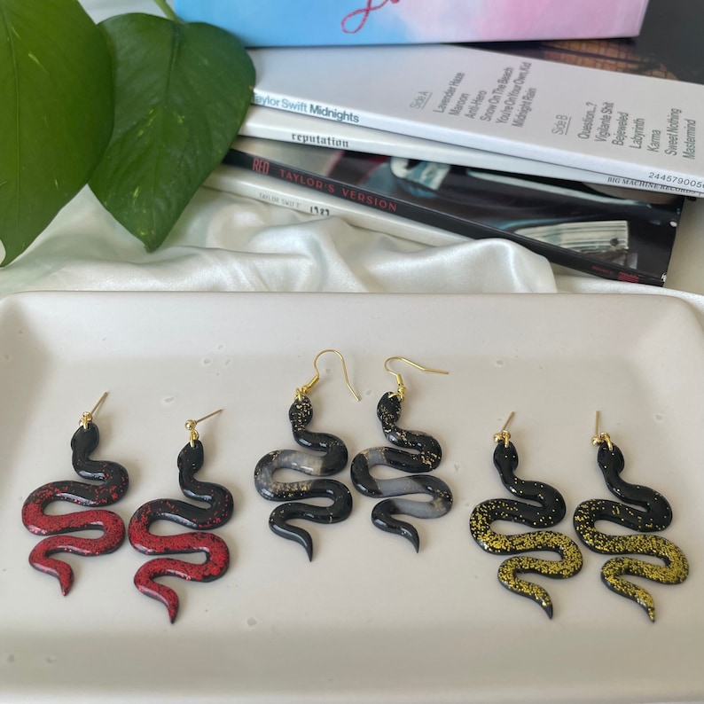 Karyn Glitter Snake Polymer Clay Dangle Earrings Gifts for Swifties ...