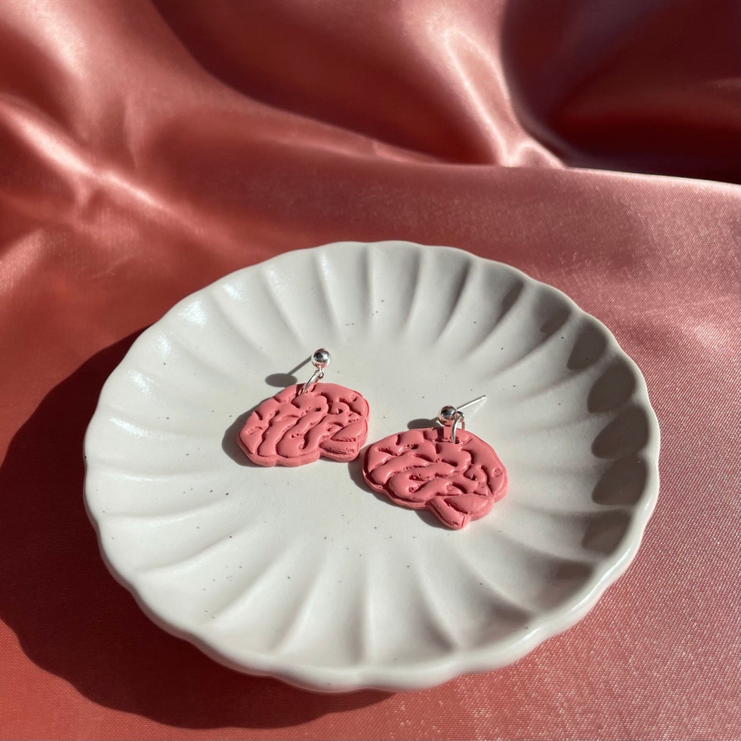Polymer Clay Anatomical Human Brain Stud Top Dangle Earrings - Etsy