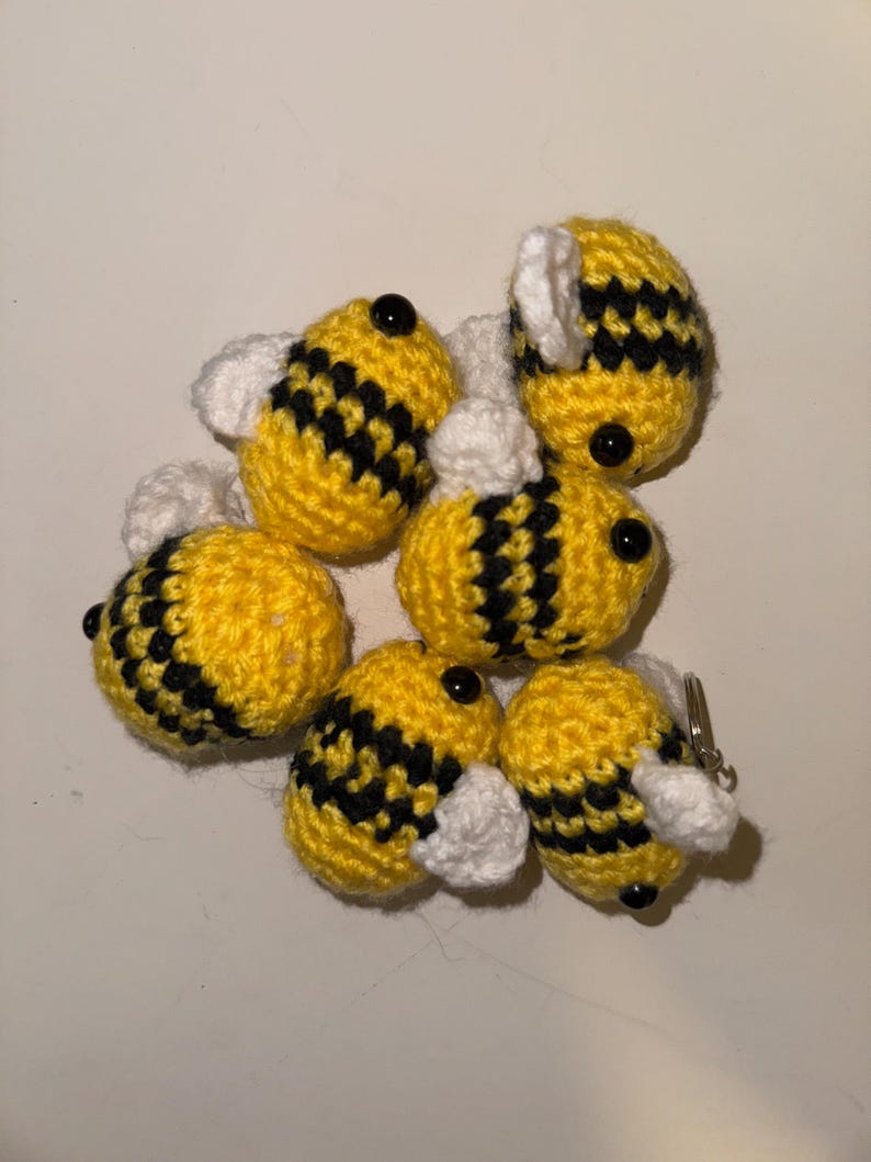 Crochet Bee Plushie Keychain: Amigurumi Bumble Bee Gift - Etsy