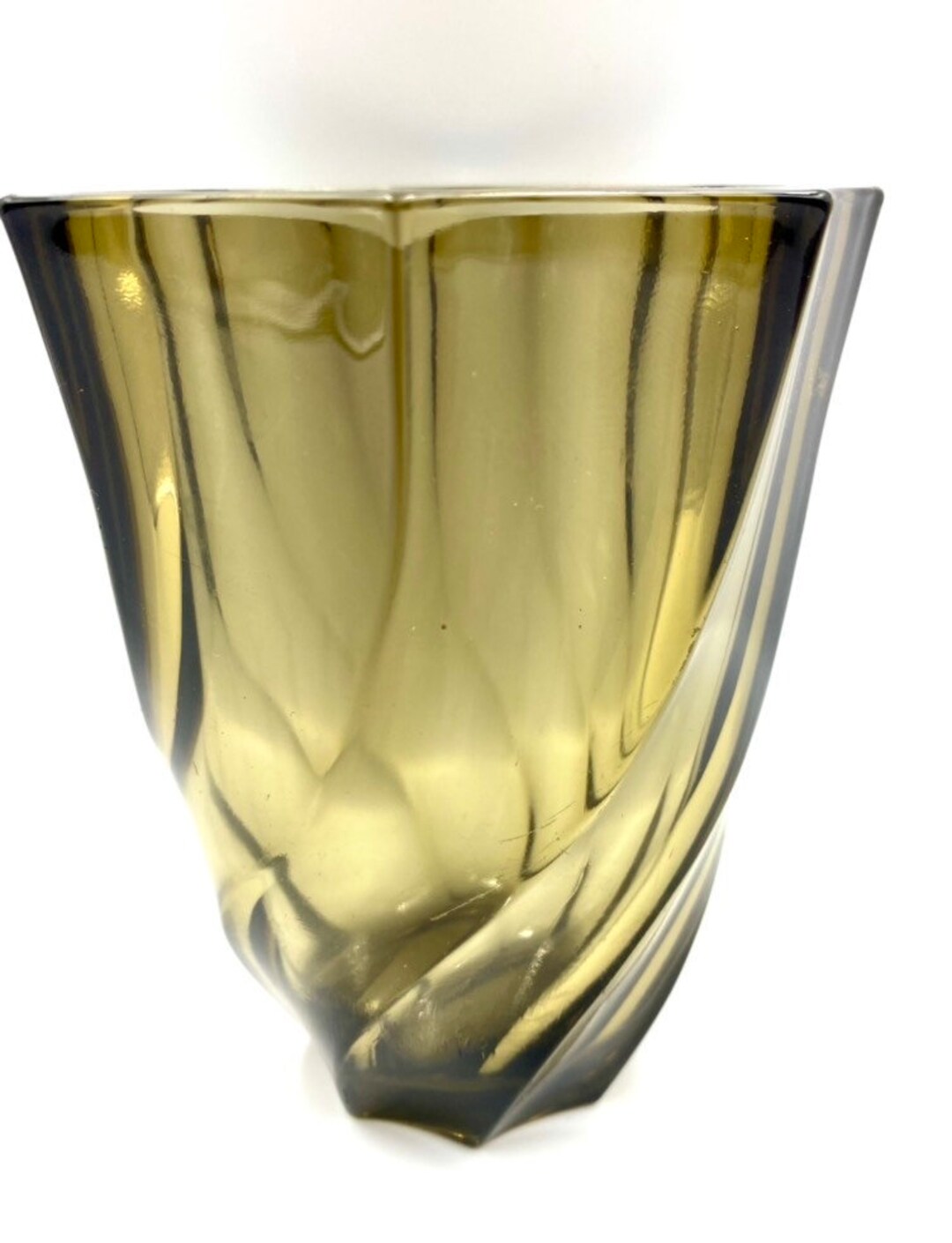 Luminarc France Olive Green Glass Twisted Swirl Vase C 1970s - Etsy