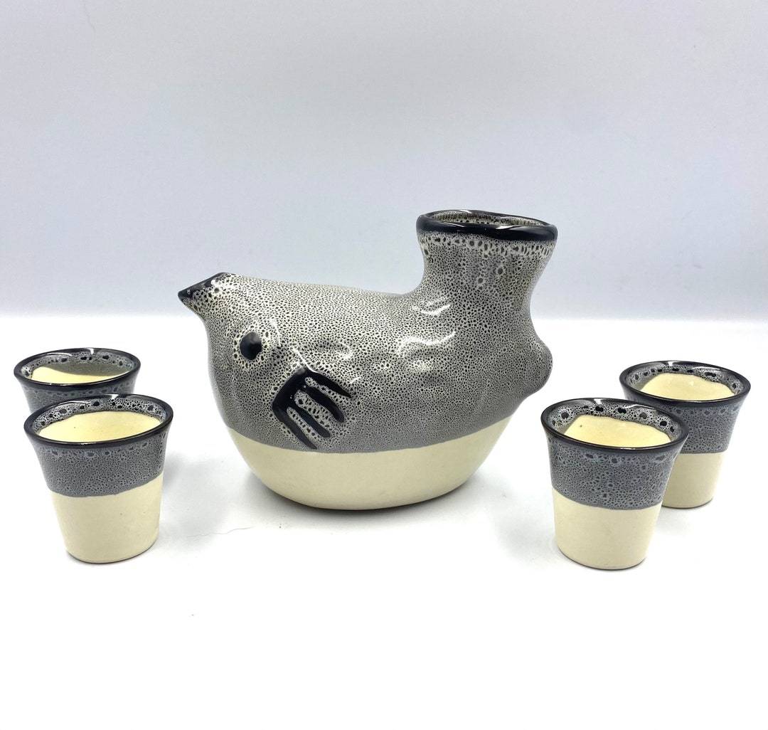 Vintage Fugu Sake Set: Puffer Fish Bottle With 3 Cups, Nakagama Japan ...