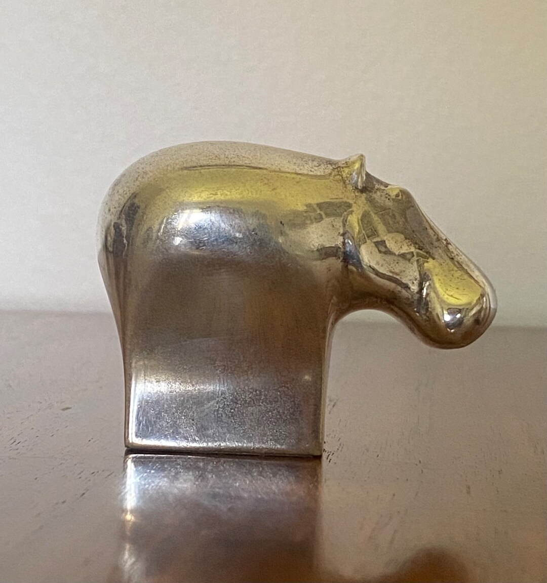 Dansk Designs Paperweight Silver-plated, Stylised Hippopotamus Figurine ...