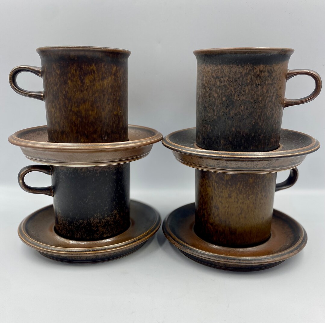 ARABIA Finland ‘ruska’ Mug and Saucer Set of 4 by Ulla Procope. - Etsy