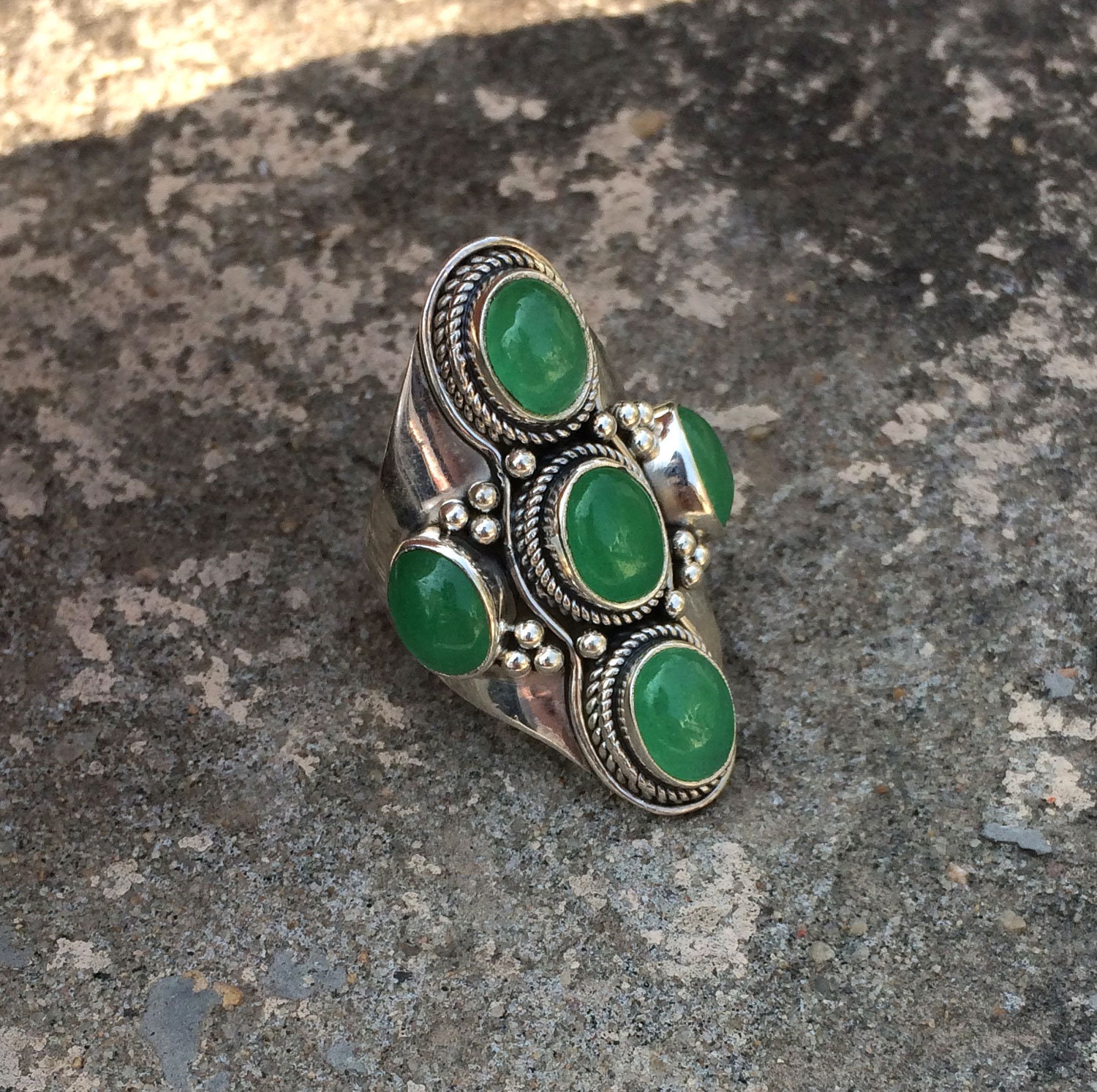 Handmade Sterling Silver Green Jade Ring For Women Green Jade | Etsy