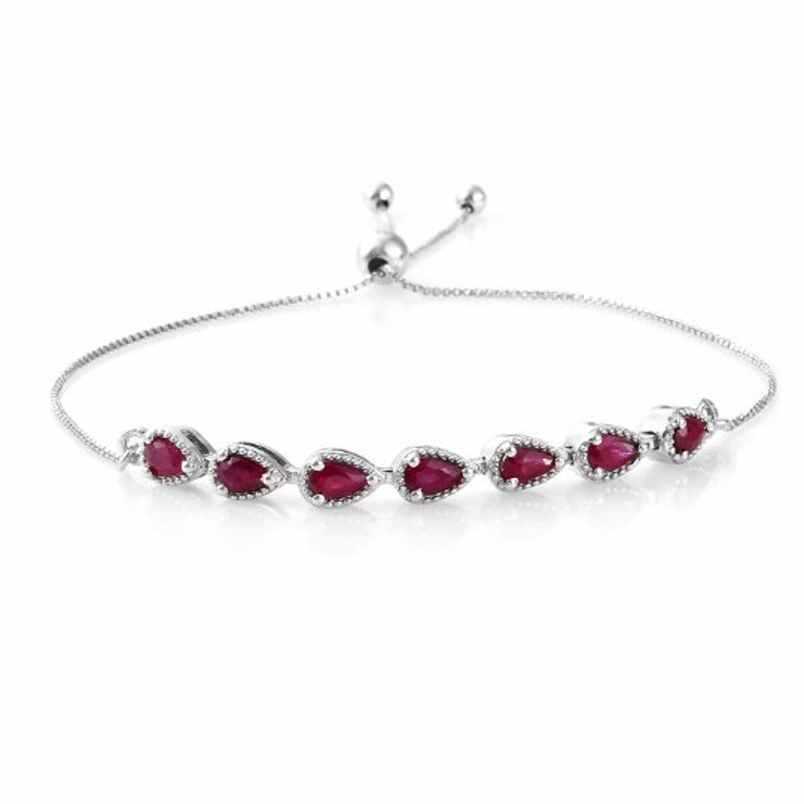 Natural Ruby Sterling Silver Slider Bracelet-ruby - Etsy UK