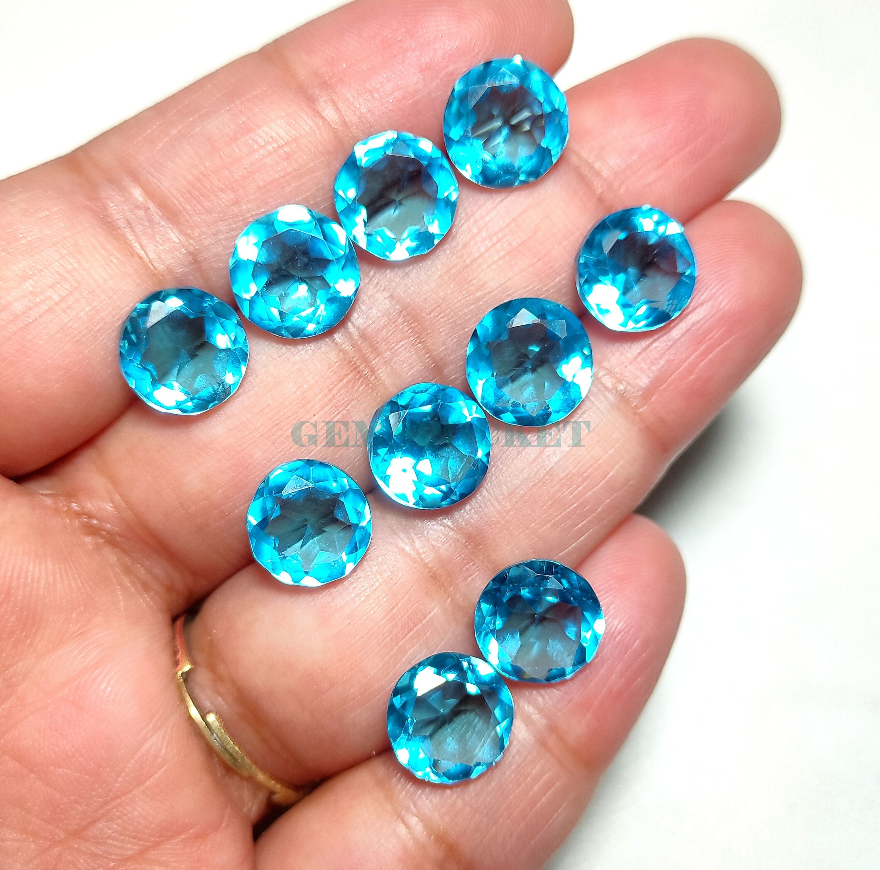 Swiss Blue Quartz Cut Gemstone Swiss Blue Quartz Faceted - Etsy