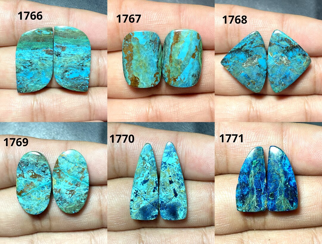 Natural Shattuckite Pair Gemstone Cabochon, Shattuckite Cabochon ...