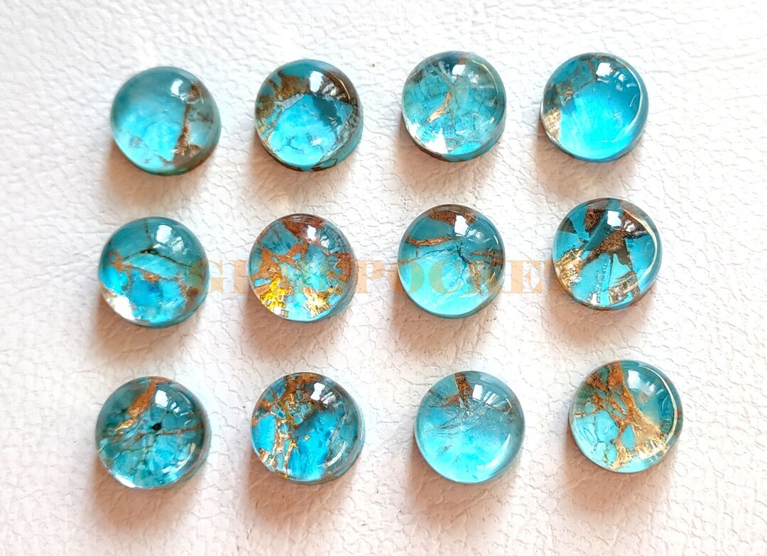 Sky Blue Copper Turquoise Crystal Doublet Cabochon, Turquoise Doublet ...