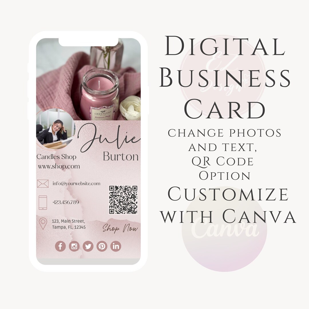 A Digital Business Card Template and a Digital Business Card - Etsy