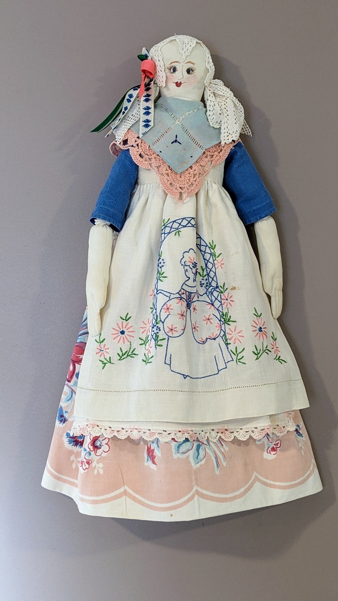 Upcycled Vintage Fabric Doll, Cloth Doll Handmade From Vintage Fabrics ...