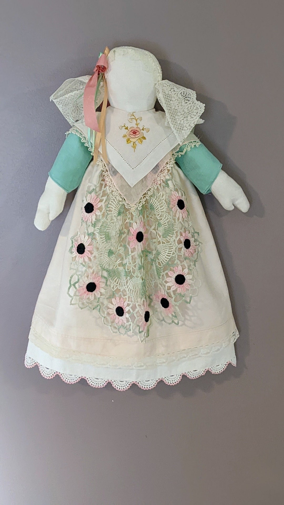 Upcycled Vintage Fabric Doll, Cloth Doll Handmade From Vintage Fabrics ...