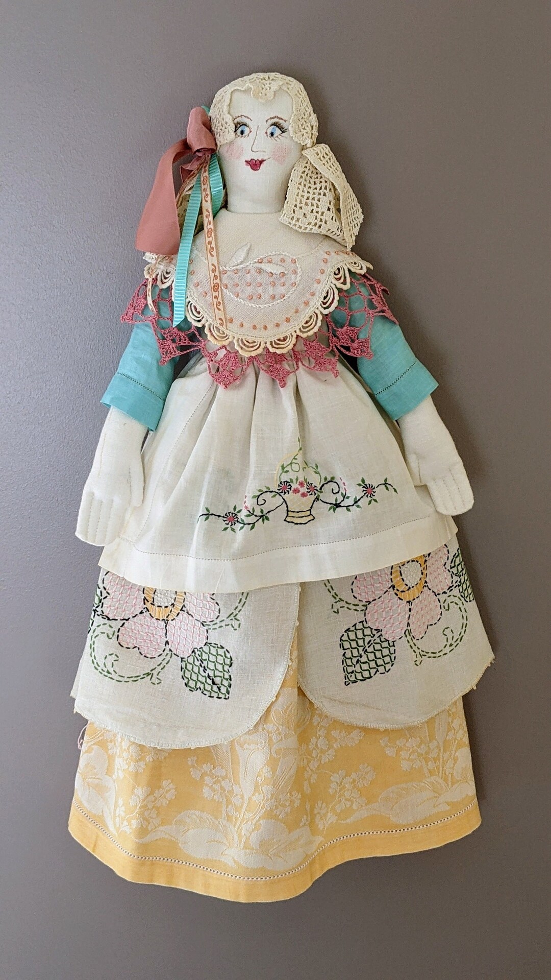 Upcycled Vintage Fabric Doll, Cloth Doll Handmade From Vintage Fabrics ...