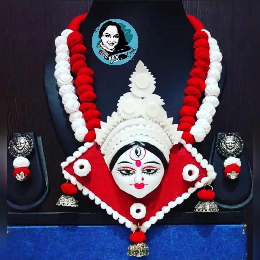 Handmade Durga Maa Face Necklace Setdurga Face of Clay Pendantindian ...