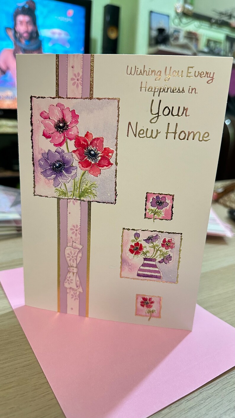 New Home Congratulation Card Happy New Home Card 2 Floral Card With ...