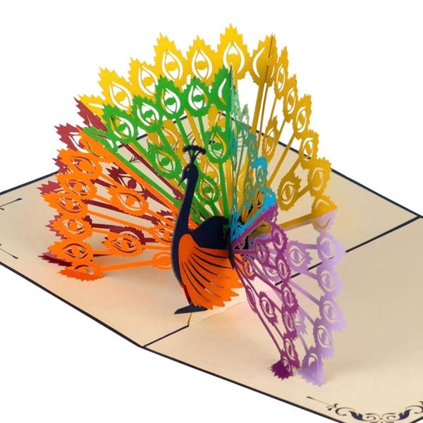 Peacock Pop up Card - Etsy