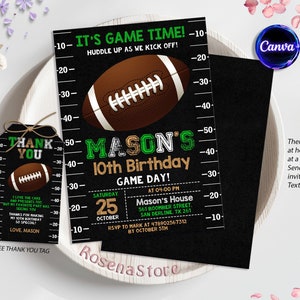 Editable Football Invitation, Football Birthday Party Invitation, Game ...