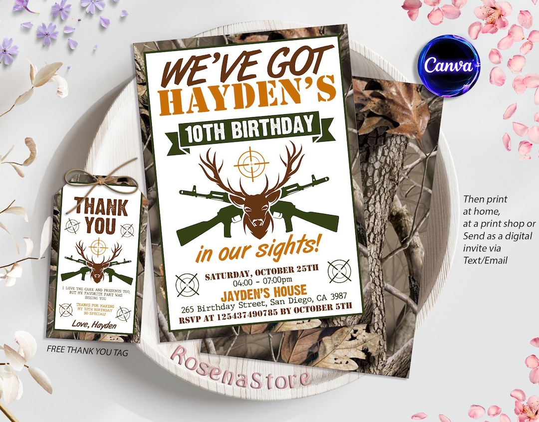 Hunting Birthday Party Invitation, Hunting Invitation, Birthday ...