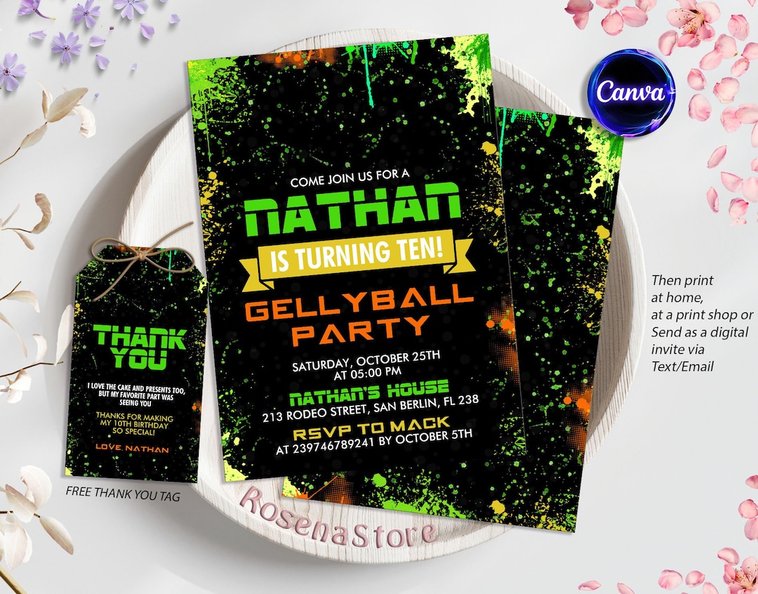 Gellyball Birthday Party Invitation, Editable Gellyball Invites, Gelly ...