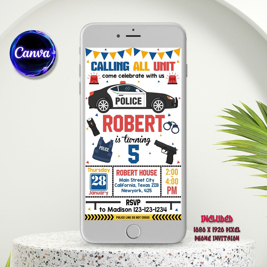 Police Electronic Invitation, Police Birthday Invitation, Policeman ...
