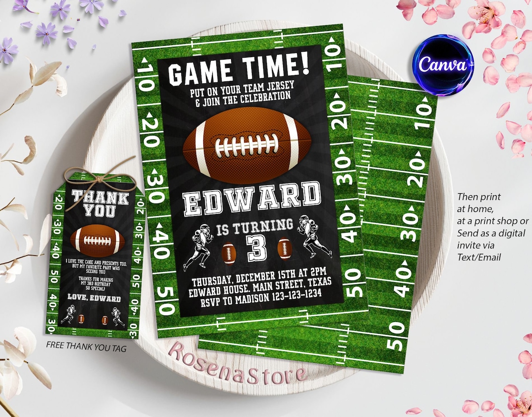 Football Invitation, Football Birthday Invitation Printable, Sports ...