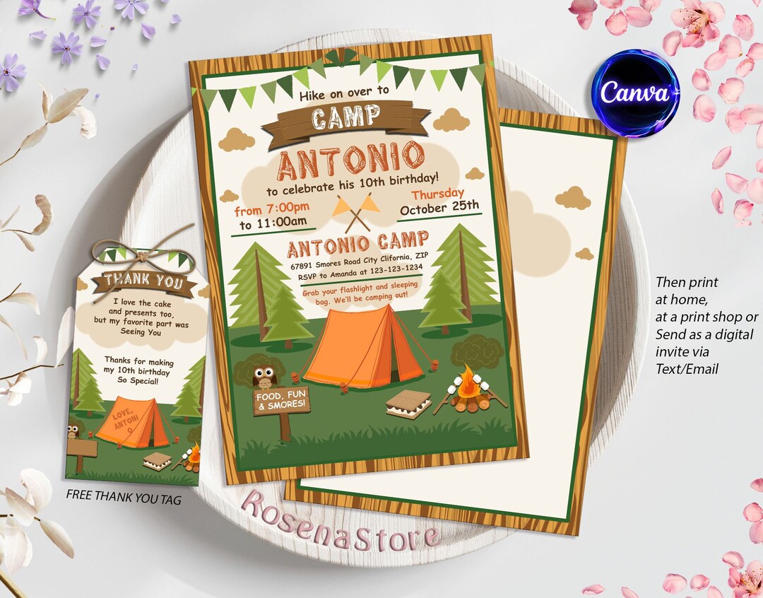 Camping Party Invitations, Camping Invitations, Camping Birthday ...