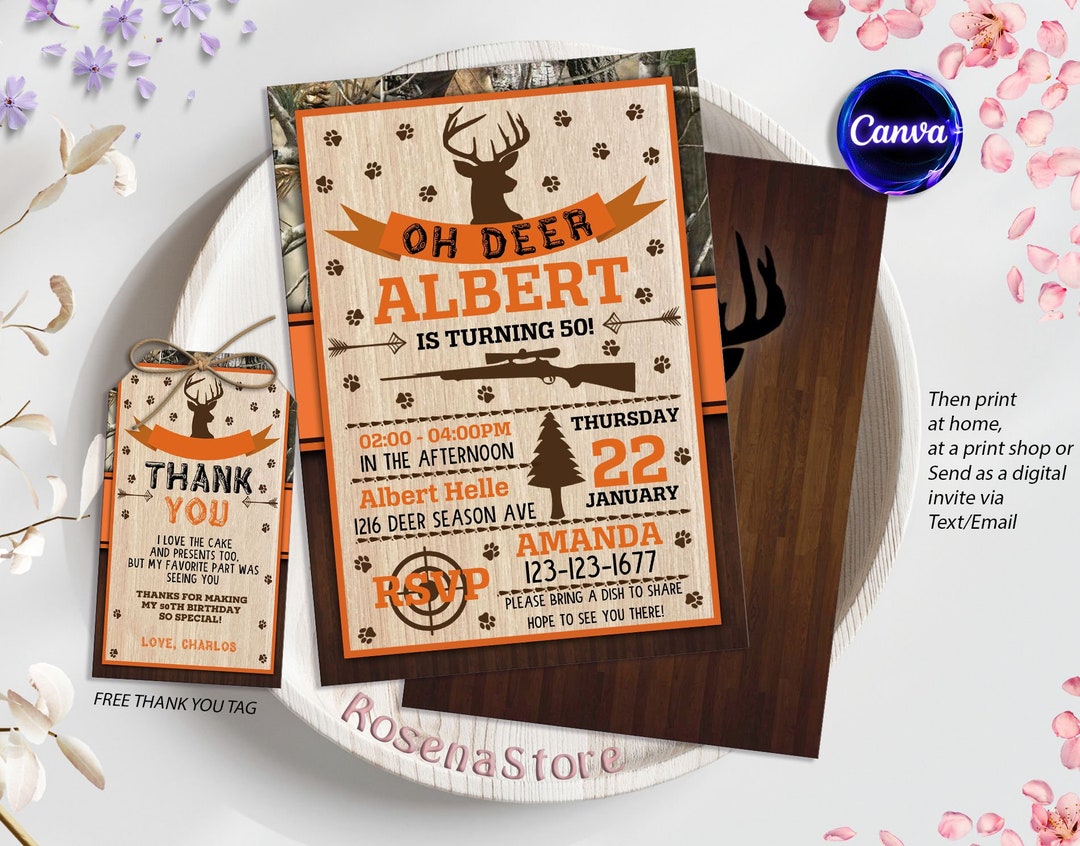 Hunting Birthday Invitation, Camo Birthday, Deer Birthday, Hunting ...