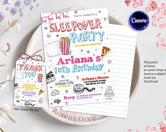 Editable Sleepover Party Invitation, Digital Slumber Party Invite ...