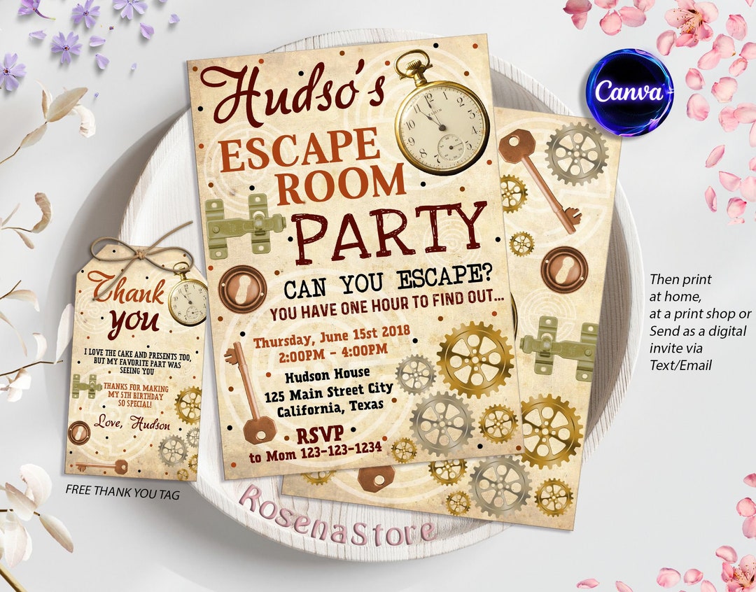 Escape Room Invitations, Escape Room Party, Escape Room Invites, Escape ...