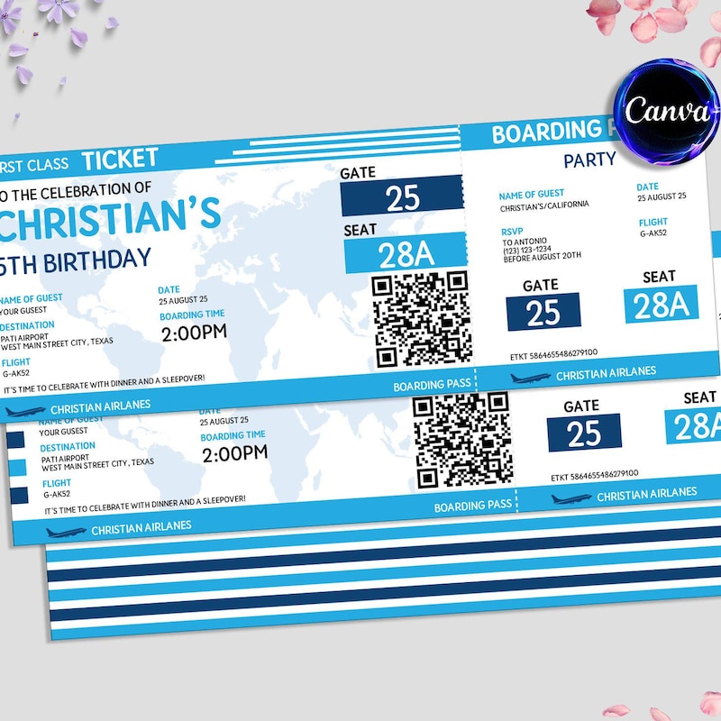 Plane Ticket Invitation - Etsy