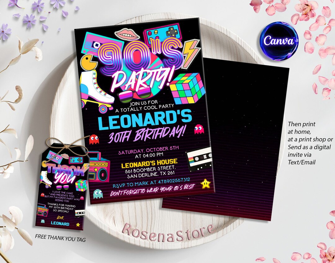 Editable 90s Party Invitation, Back to the 90s, Throwback Party, House ...