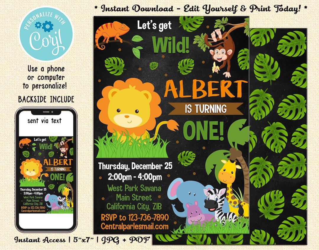 Editable Safari Birthday Invitation Safari Party Invitation - Etsy