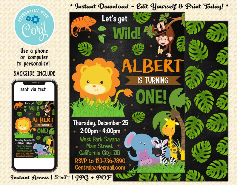Editable Safari Birthday Invitation Safari Party Invitation - Etsy