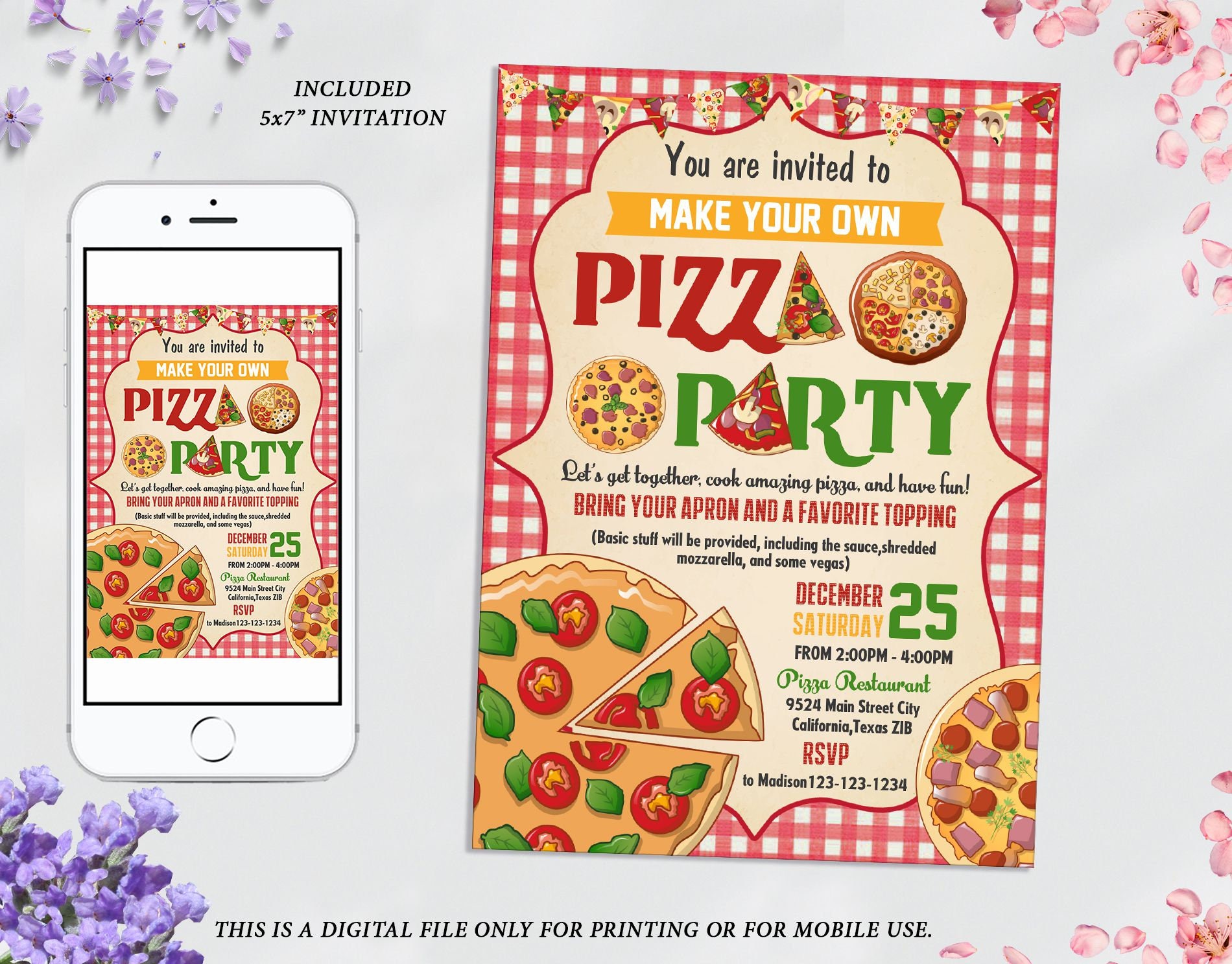 Editable Pizza Party Family Night Bundle With Invitation, Recipe Cards ...