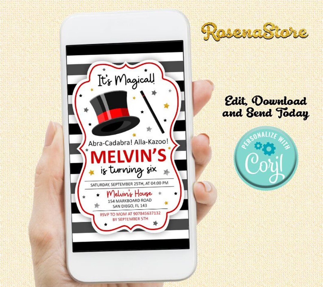 Editable Magician Invitation Magic Electronic Invitation - Etsy