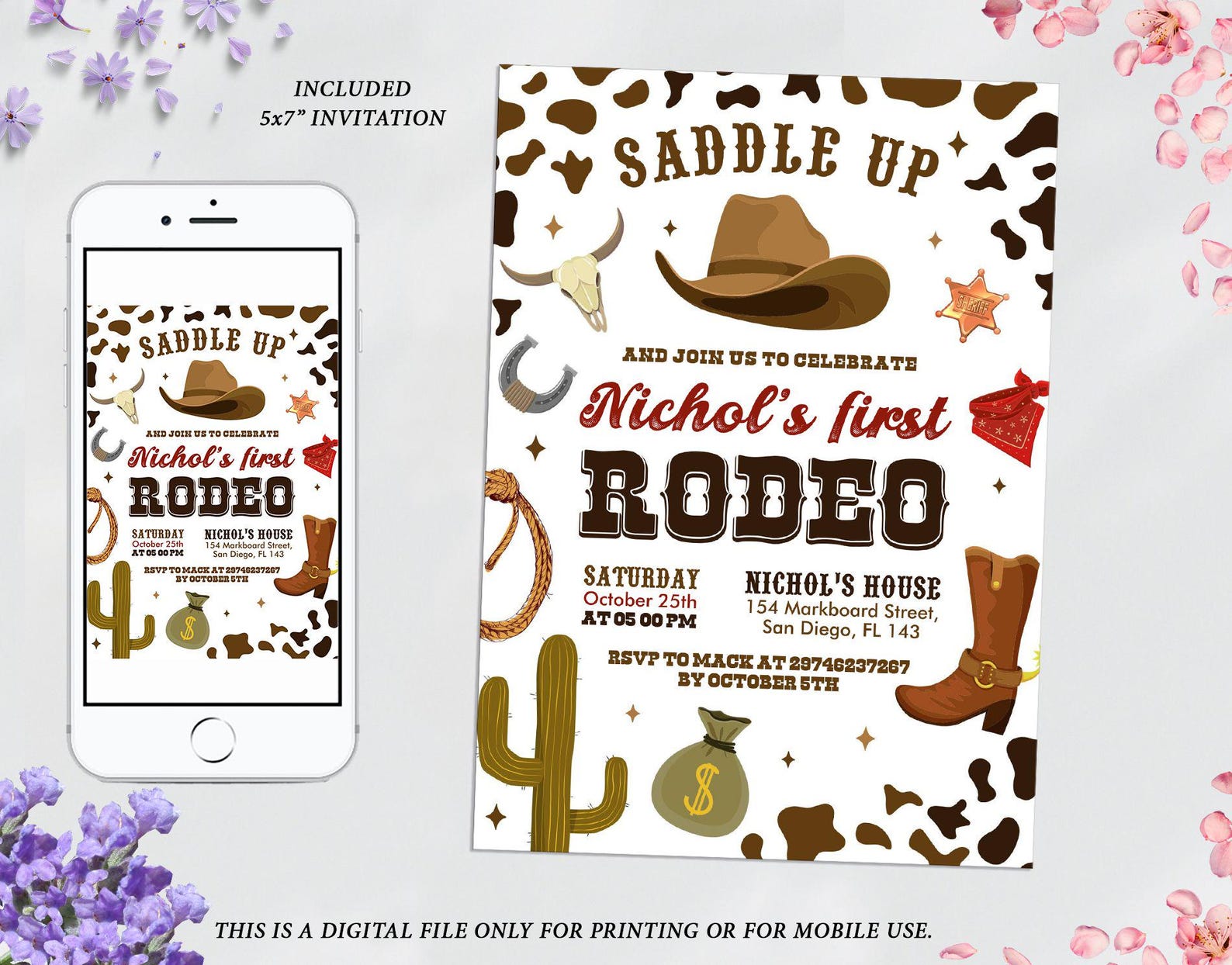 Editable Rodeo Invitation, First Rodeo Birthday Invitation, Wild West ...
