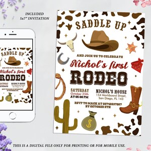 Editable Rodeo Invitation, First Rodeo Birthday Invitation, Wild West ...