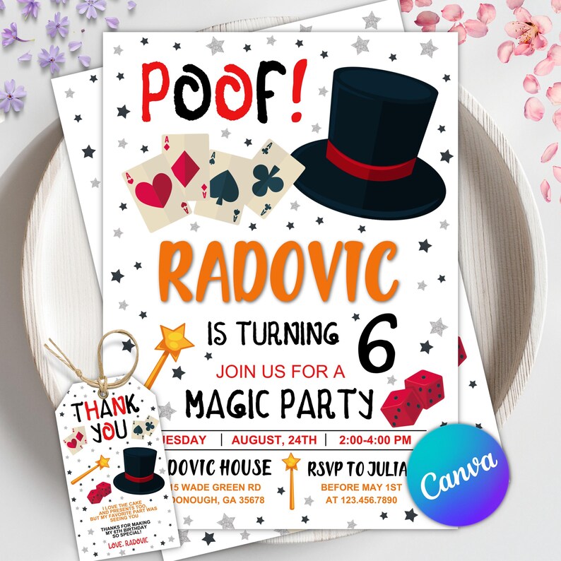 Magic Birthday Invitation, Magic Birthday Party, Poof Birthday ...