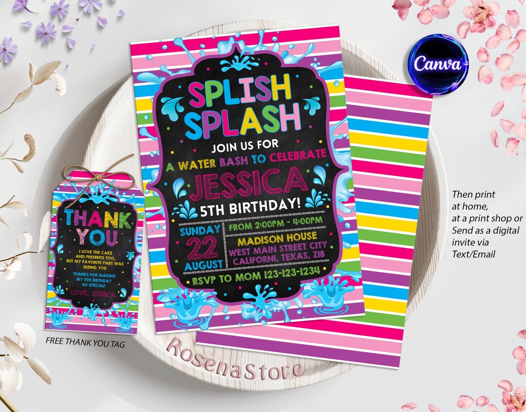 Splish Splash Invitation, Water Bash Birthday Invitation, Splish Splash ...