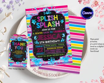 Splish Splash Invitation, Water Bash Birthday Invitation, Splish Splash ...