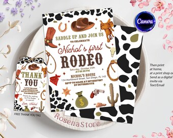 First Rodeo Invitation, Cowboy Birthday Invitation, Wild West Birthday ...