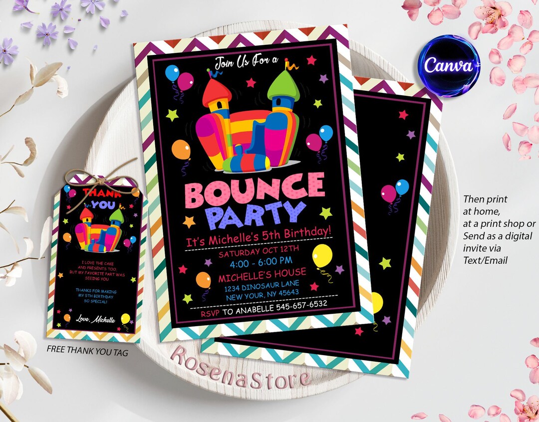 Editable Bounce House Invitation, Bounce House Birthday Invitation ...